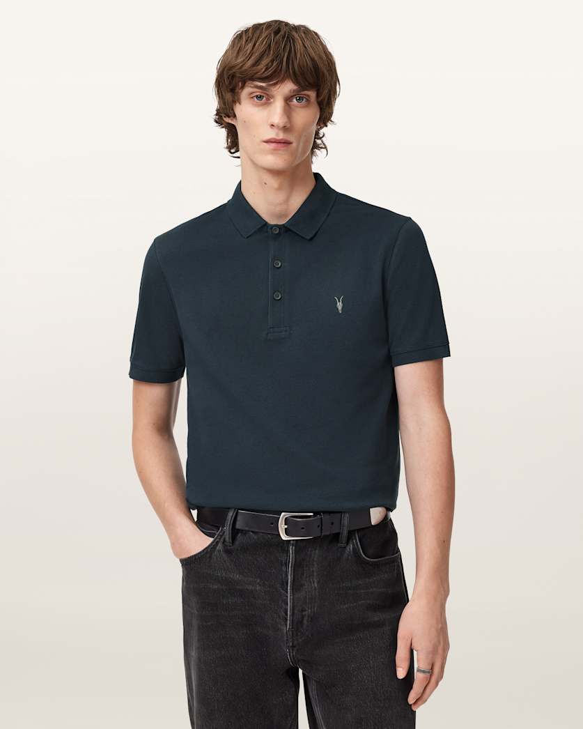 Pique Short Sleeve Polo Shirt MOONSTONE BLUE | ALLSAINTS